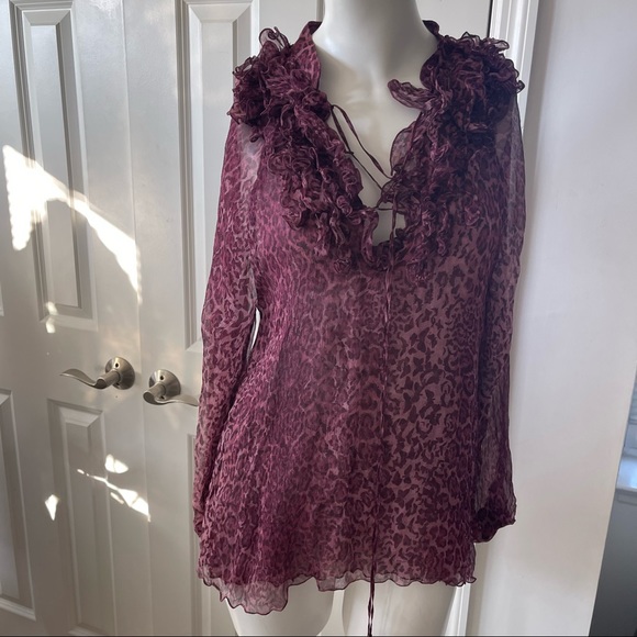Bally | Tops | Bally Sheer Cheetah Shirt Blouse | Poshmark